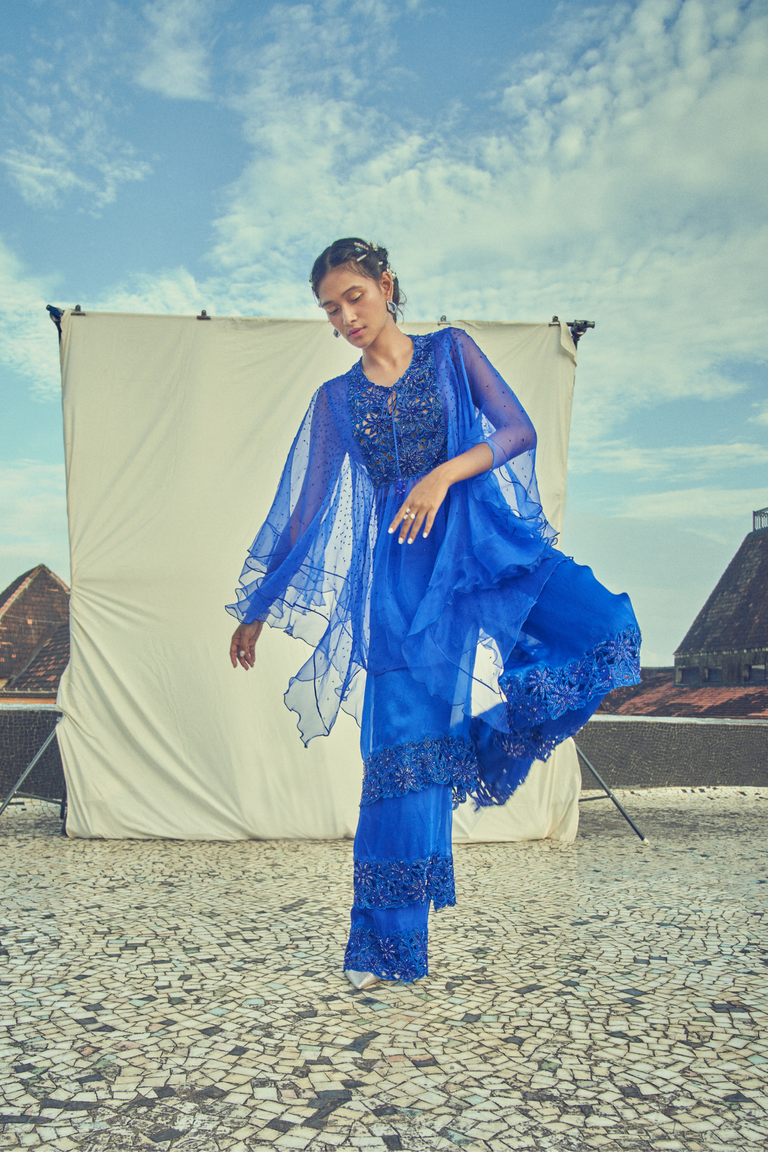 Blue Ruffle Sharara – Surily G