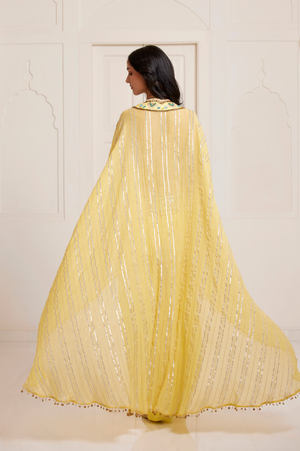 Yellow High-Low Cape With Slip – Surily G