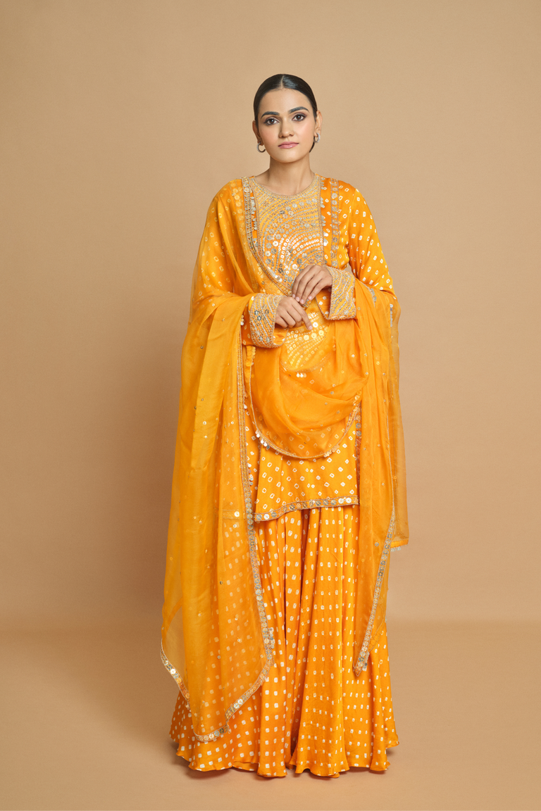 Orange Short Kurta With Yoke – Surily G